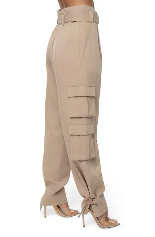 JLUXLABEL Belted Cargo Pants With Pleated Front