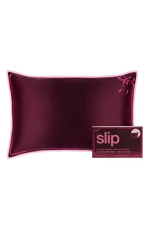 Slip Lace Pure Silk Pillowcase - Crimson Kiss