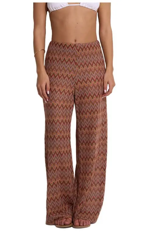 GOTTEX High Waist Wide Leg Beach Pants - Multi-brown
