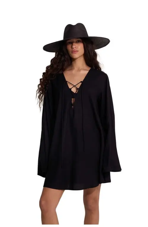 GOTTEX BEACH LIFE Mist & Sand Mini Dress Cover-up - Black