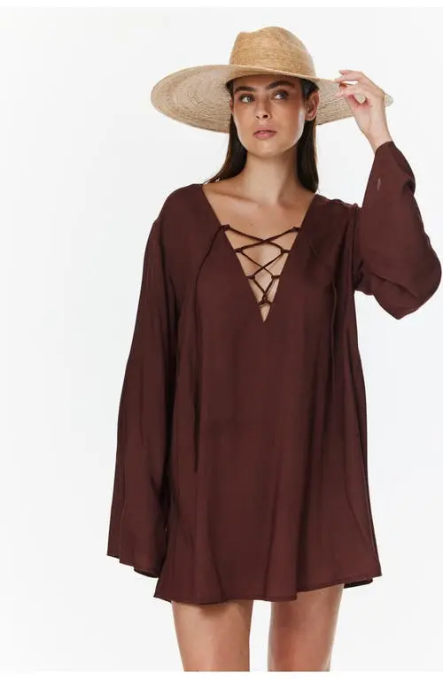 GOTTEX BEACH LIFE Mist & Sand Mini Dress Cover-up - Dark-brown