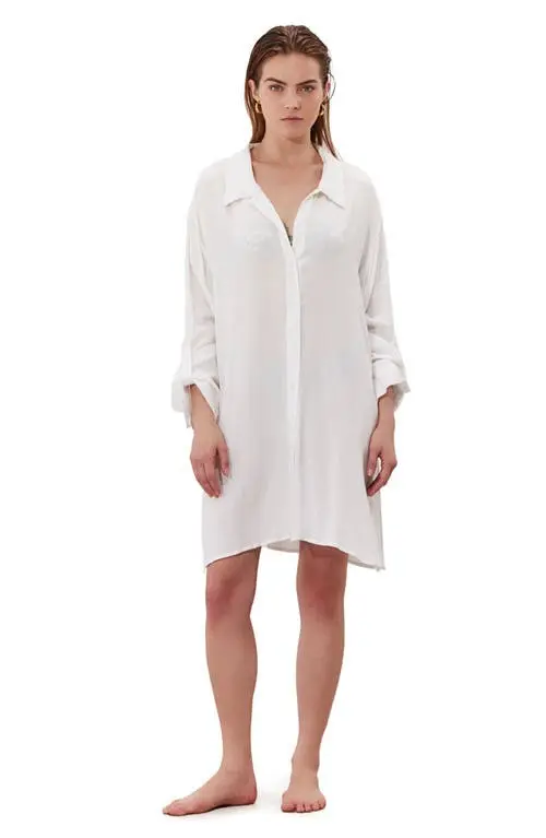 GOTTEX BEACH LIFE Solena Crêpe Shirt Dress Cover-up - White