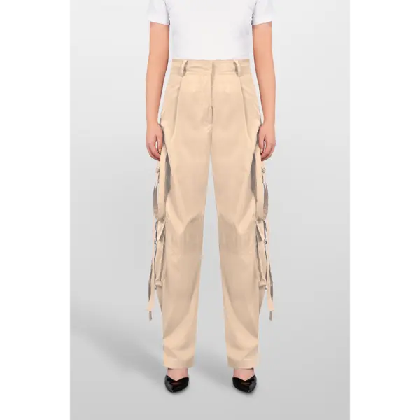 LAURA APARICIO Maxi Cargo Pocket Trousers - Beige