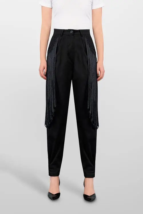 LAURA APARICIO Cotton Balloon Fit Pants - Black