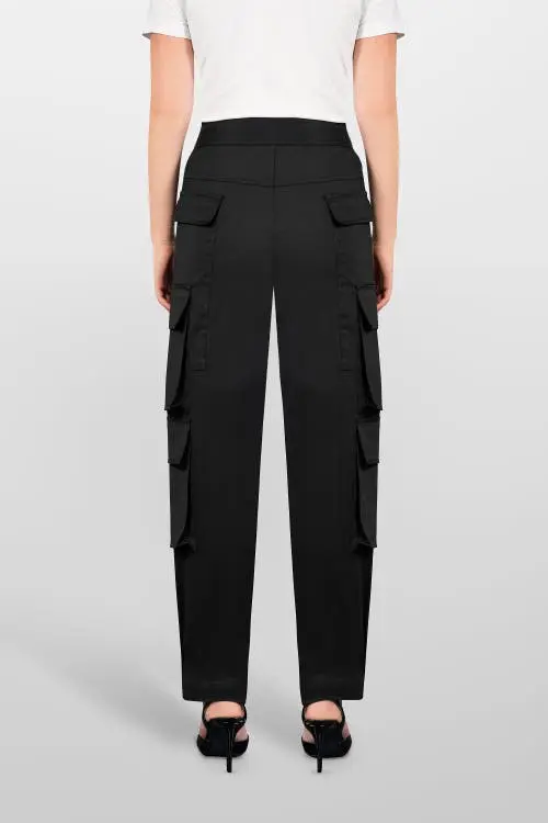 LAURA APARICIO Oversized Cotton Cargo Pants - Black