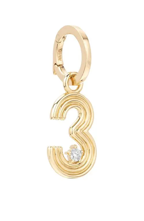 Adina Reyter Number Charm Pendant - Yellow Gold/diamond-3