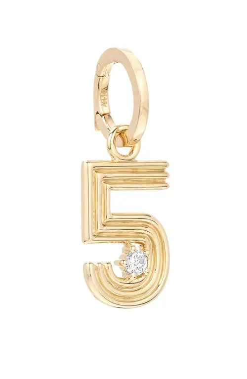Adina Reyter Number Charm Pendant - Yellow Gold/diamond-5