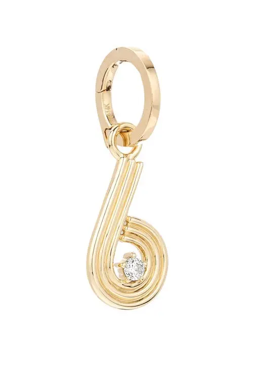 Adina Reyter Number Charm Pendant - Yellow Gold/diamond-6