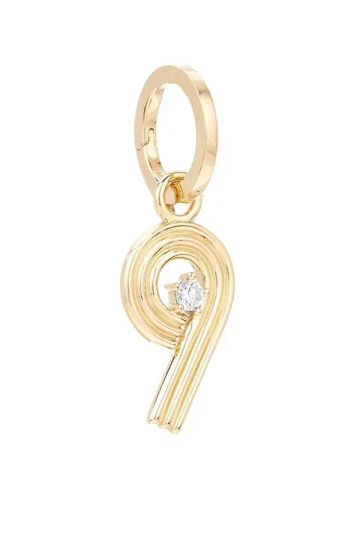 Adina Reyter Number Charm Pendant - Yellow Gold/diamond-9