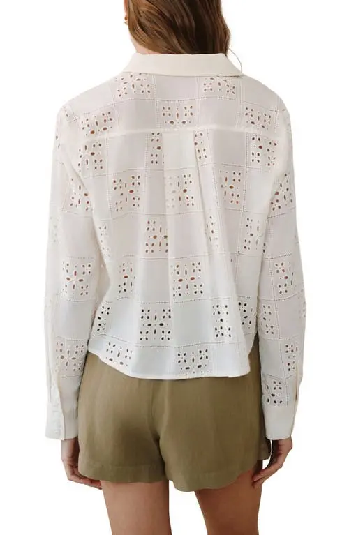 Bella Dahl Embroidered Eyelet Button-up Shirt - Soft Ivory