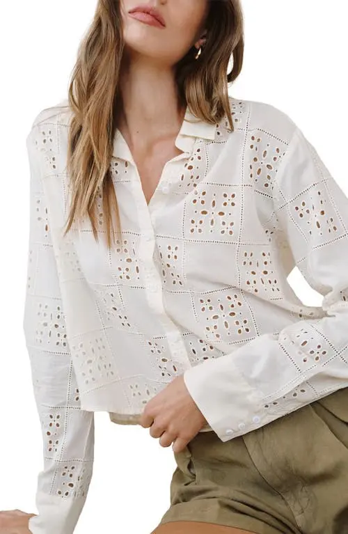 Bella Dahl Embroidered Eyelet Button-up Shirt - Soft Ivory