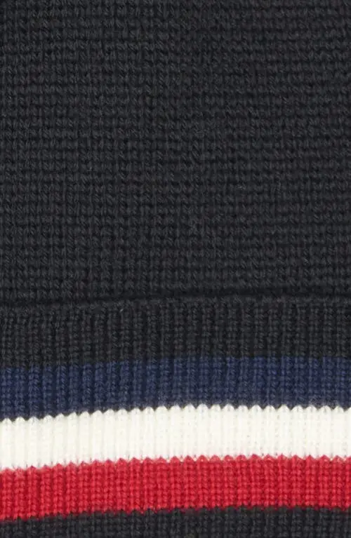 Moncler Tricolor Stripe Virgin Wool Beanie - Black