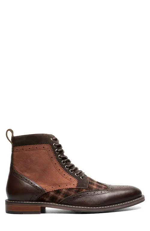 STACY ADAMS Finnegan Wingtip Lace-up Boot - Brown Multi