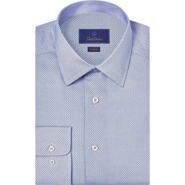 David Donahue Regular Fit Cotton Dress Shirt - Lilac