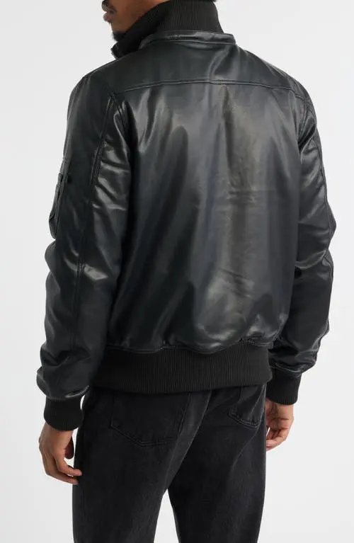 Alpha Industries Hooded Faux Leather Flight Jacket