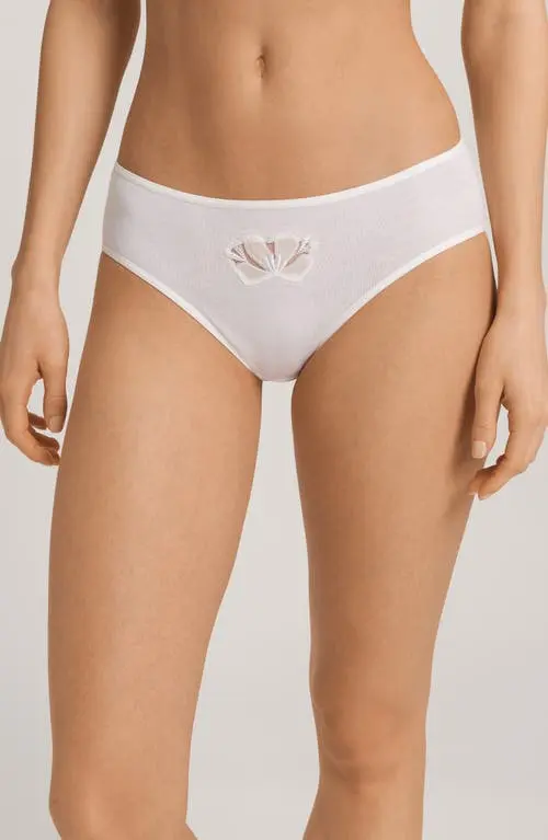 Hanro Kalea Embroidered Inset Cotton Briefs - Off White
