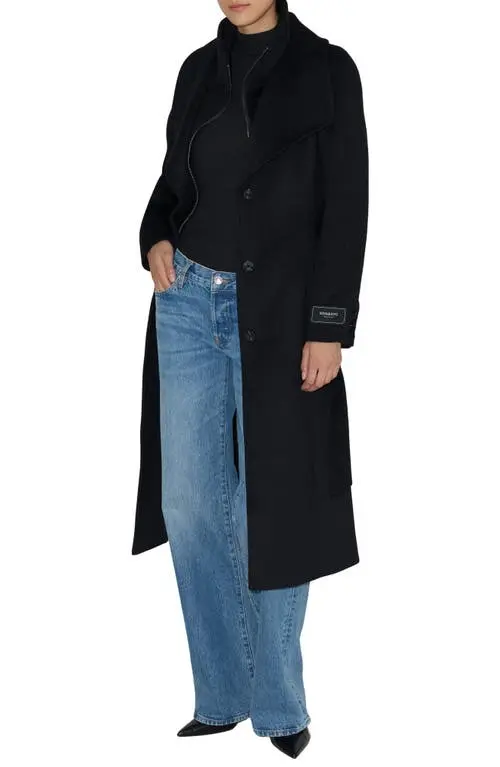 Soia & Kyo Ilana Bib Detail Wool Blend Trench Coat - Black