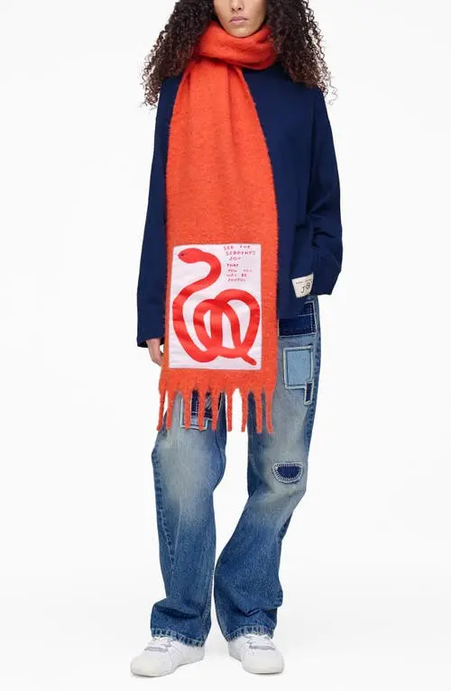 Marc Jacobs Snake Appliqué Scarf - Orange Multi