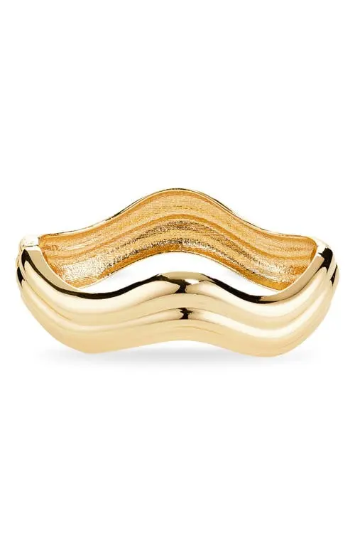 OPEN EDIT Polished Wavy Hinged Bracelet - Gold