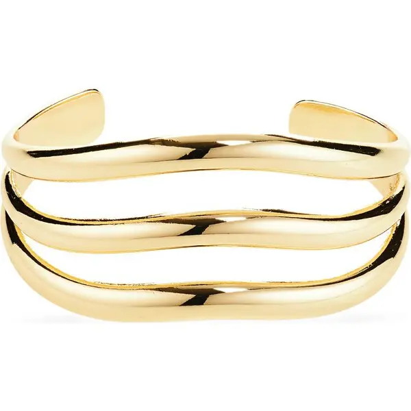 OPEN EDIT Puffy Triple Tiered Cuff Bracelet - Gold