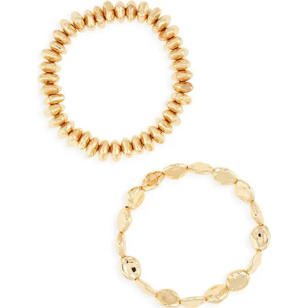 OPEN EDIT Set Of 2 Beaded Stretch Bracelets - Gold