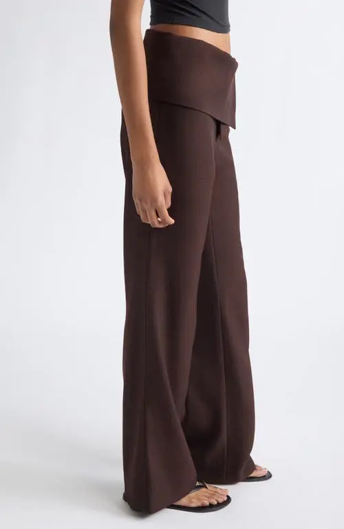EMILY DAWN LONG Blake Fold Over Pants - Brown Herringbone