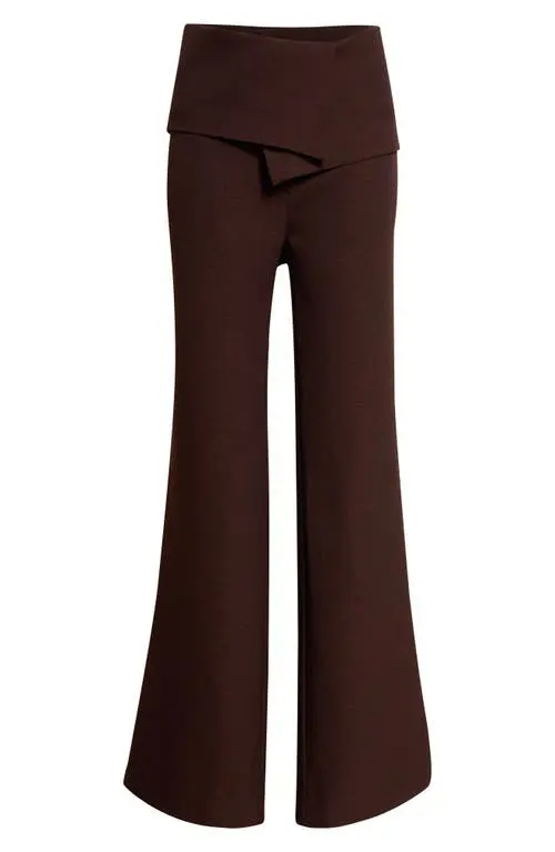 EMILY DAWN LONG Blake Fold Over Pants - Brown Herringbone