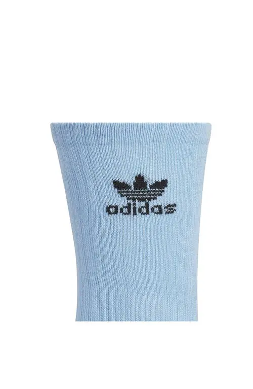 Adidas Assorted Trefoil Performance Crew Socks 3 Pack - Ash Blue/scarlet/green Ivy
