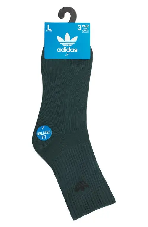 Adidas 3-pack Trefoil Performance Crew Socks - Green Ivy/white/night Indigo