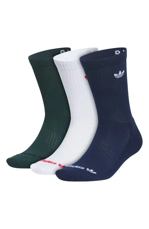 Adidas Assorted Trefoil Performance Crew Socks 3 Pack - Green Ivy/white/night Indigo
