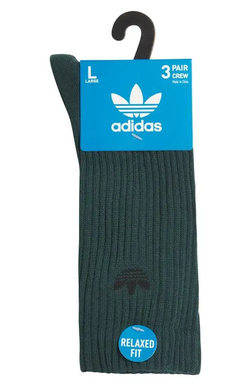 Adidas Assorted Trefoil Performance Crew Socks 3 Pack - Green Ivy/white/night Indigo