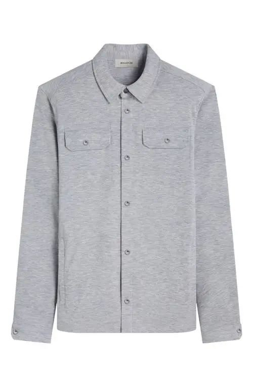Bugatchi Heathered Knit Snap-up Shirt Jacket - Cement