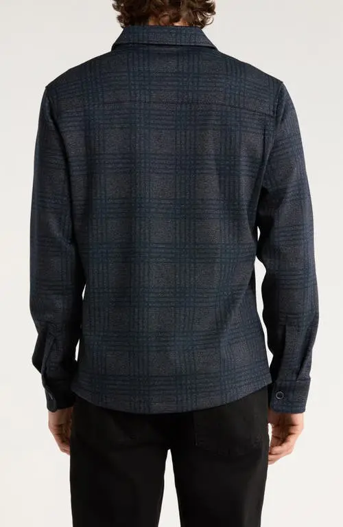 Robert Barakett Upton Plaid Double Knit Overshirt - Navy