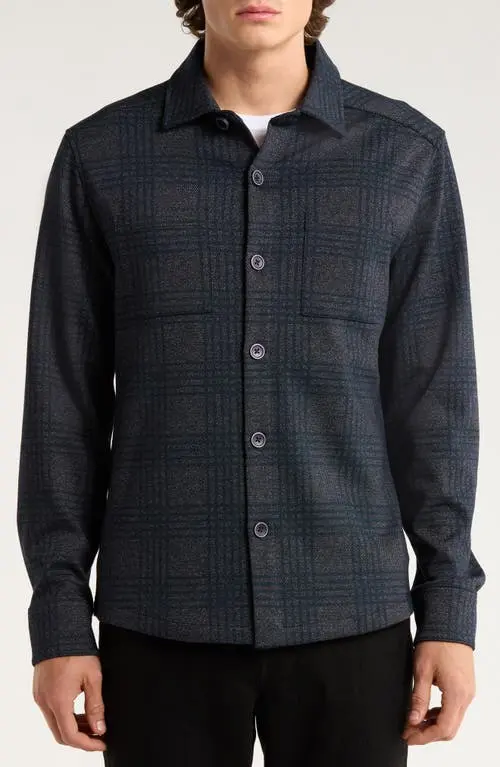 Robert Barakett Upton Plaid Double Knit Overshirt - Navy