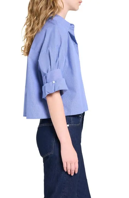 TWP Cotton Button-up Shirt - White/navy
