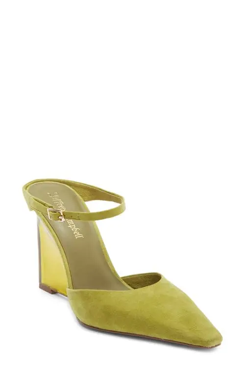 Jeffrey Campbell Maribelle Wedge Mule - Chartreuse Suede