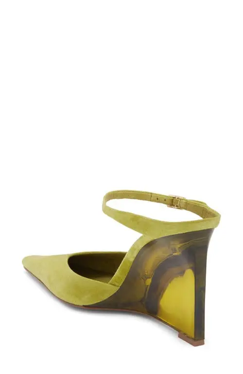 Jeffrey Campbell Maribelle Wedge Mule - Chartreuse Suede