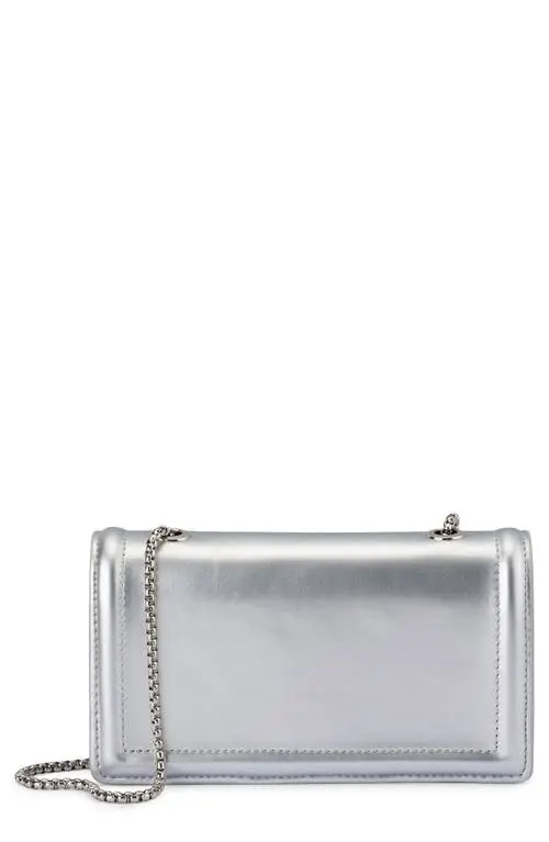 OLGA BERG Metallic Faux Leather Convertible Shoulder Bag - Silver