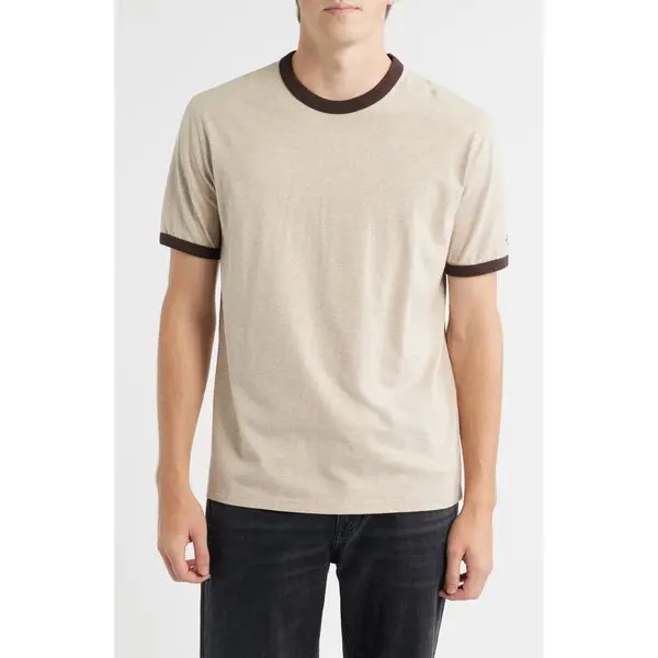 NOAH Core Logo Heathered Ringer T-shirt - Tan