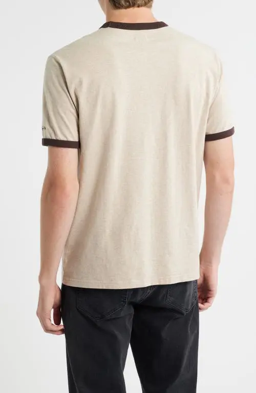 NOAH Core Logo Heathered Ringer T-shirt - Tan