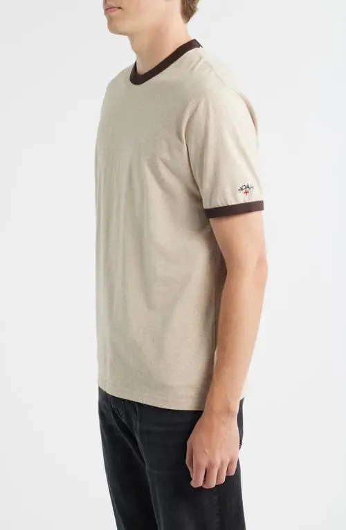 NOAH Core Logo Heathered Ringer T-shirt - Tan
