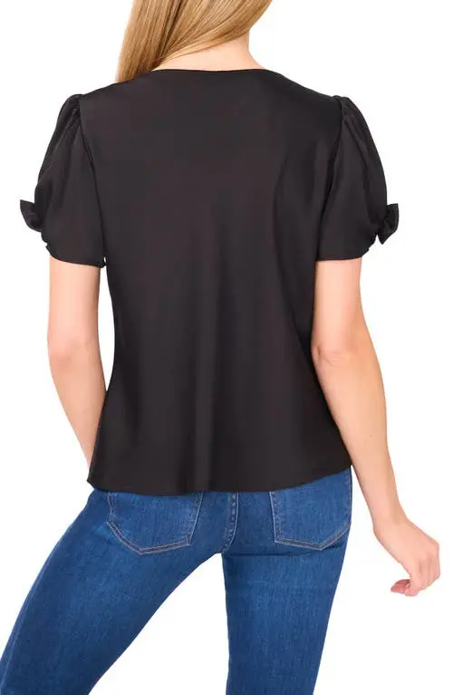CECE DUPRAZ Satin Charmeuse Top With Bow Sleeves - Rich Black