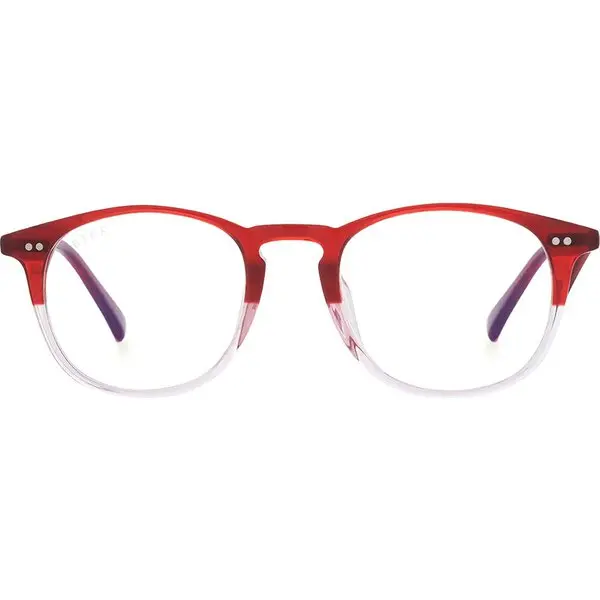 DIFF Jaxson 51mm Square Blue Light Blocking Glasses - Rosewood Ombre/clear