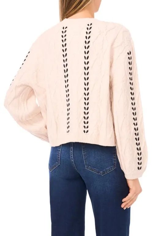 CECE DUPRAZ Ribbon Accent Cable Stitch Cardigan