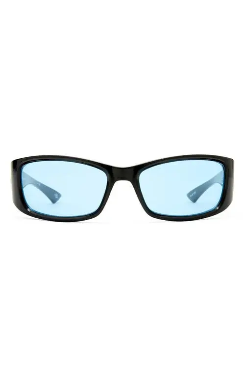 Le Specs Du Jour 60mm Rectangular Sunglasses - Black/sky Blue Tint