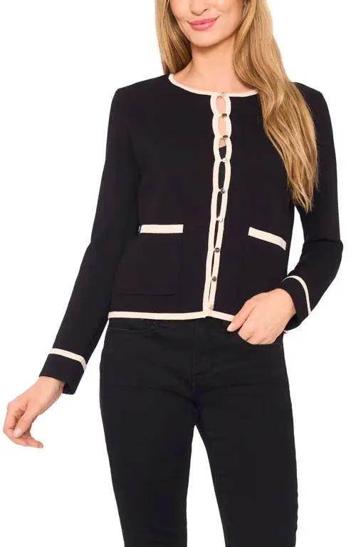 CECE DUPRAZ Tipped Cardigan - Rich Black