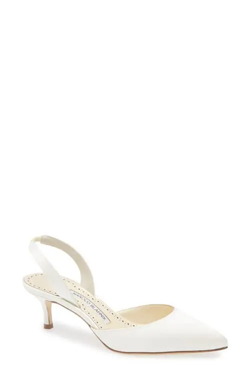 Manolo Blahnik Carolyne Bridal Pointed Toe Slingback Mule