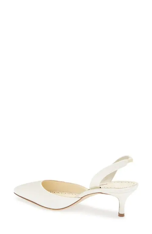 Manolo Blahnik Carolyne Bridal Pointed Toe Slingback Mule