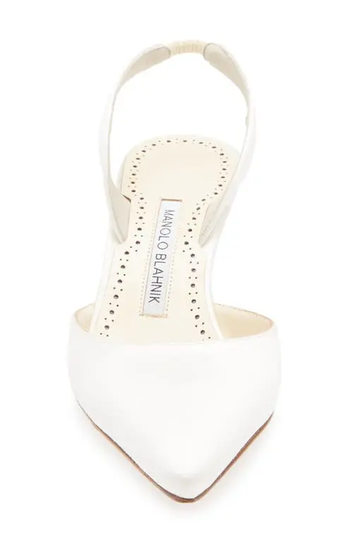 Manolo Blahnik Carolyne Bridal Pointed Toe Slingback Mule
