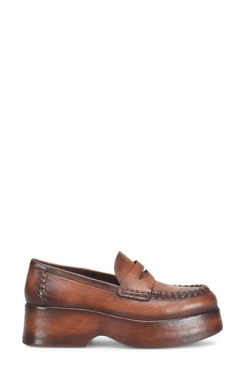 KORK-EASE® Pixie Platform Penny Loafer - Brown Leather